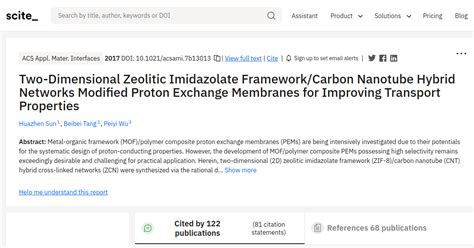 Two Dimensional Zeolitic Imidazolate Framework Carbon Nanotube Hybrid Networks Modified Proton