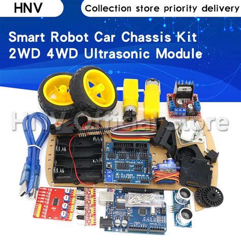 새로운 회피 추적 모터 스마트 로봇 자동차 섀시 키트 속도 인코더 배터리 박스 2wd 4wd arduino kit 용 초음파