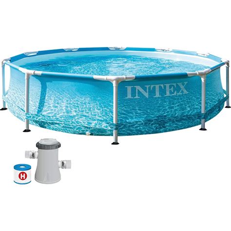 Intex 10 Ft X 30 Inch Beachside Metal Frame Pool Set 28208 Toys Shopgr
