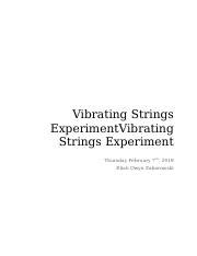 LAB PHYSICS Vibrating Strings Experiment Docx Vibrating Strings ExperimentVibrating Strings