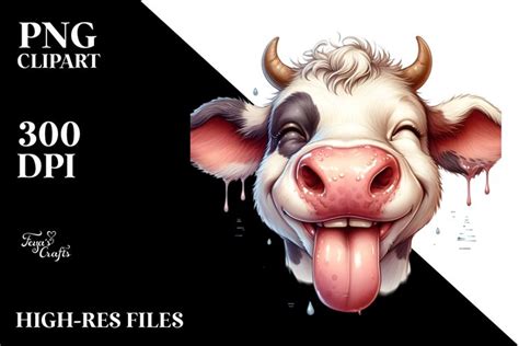 Smiling Cow Funny Cute Dripping Clipart