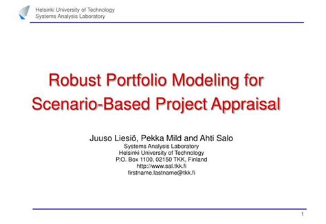 PPT Robust Portfolio Modeling For Scenario Based Project Appraisal PowerPoint Presentation