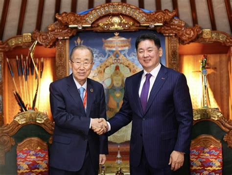 Ерөнхийлөгч У Хүрэлсүх НҮБ ын 8 дахь Ерөнхий нарийн бичгийн дарга Бан Ги Мүн ийг хүлээн авч уулзлаа