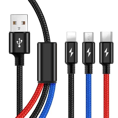 3 In 1 Multi USB Charger Cable For IPhone XR XS X 6 7 8 6s Plus Micro USB Type C Cord Mobile