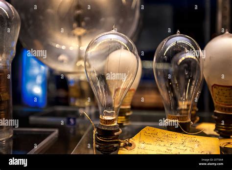 Thomas Edison Light Bulbs With Hand Written Lab Notes On Display At