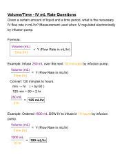 Calculate IV ML Rate Volume Time Flow Rate Formula Course Hero