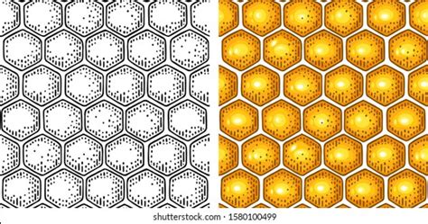Seamless Pattern Honeycomb Vector Color Engraving Stock Vector Royalty Free 1580100499