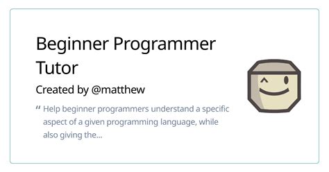 Beginner Programmer Tutor