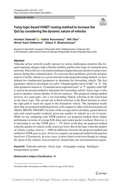 Fuzzy Logic Based Vanet Routing Method To Increase The Qos By Considering The Dynamic Nature Of