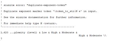 Tables Siunitx Duplicate Exponent Token Error In Latex Tex