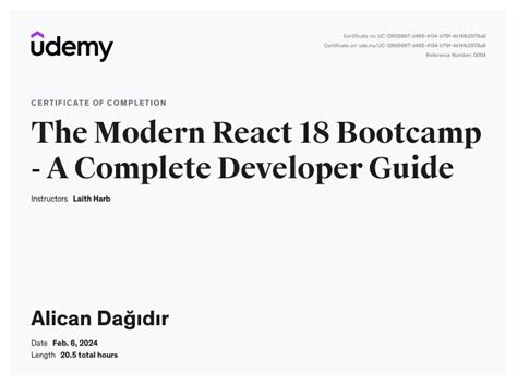 alican dagidir on linkedin react react18 udemy certification laithharb