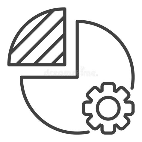 Pie Chart With Gear Vector Stem Concept Linear Icon Stock Vector Illustration Of Diagram