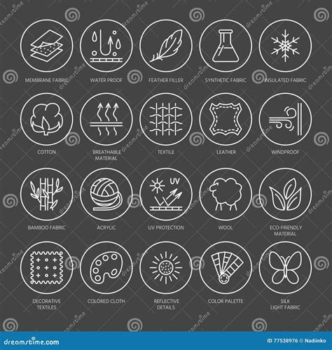 Fabric Textile Properties Thin Line Vector Icons 78657349