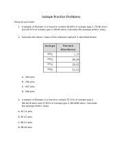 Isotope Practice Problems Calculating Average Atomic Mass And Course Hero