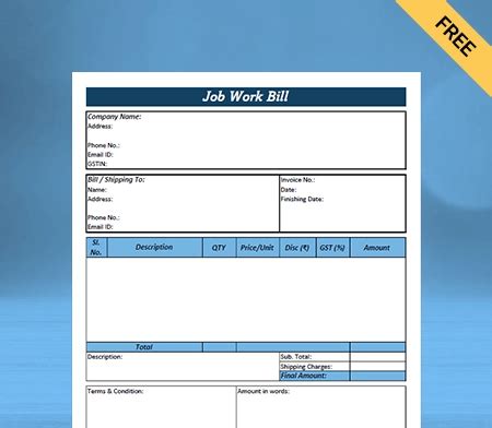 Job Work Bill Format Free Download