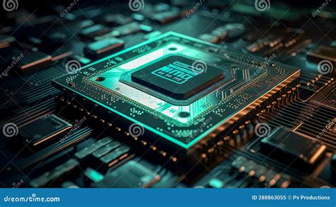 Advanced Technology Concept Visualization Circuit Board CPU Processor Microchip Generative AI