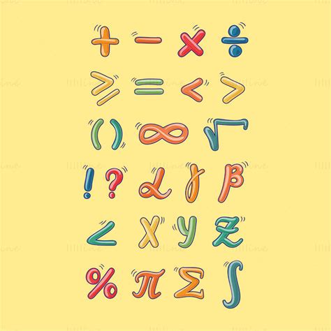 Vector Simbol Matematică Stil De Desene Animate Desenat Manual