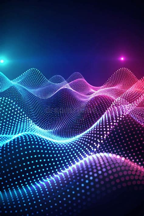 Digital Wave With Many Dots And Particles Abstract Dynamic Wave Background Stock Illustration