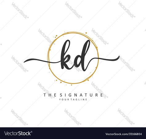 Kd Initial Letter Handwriting And Signature Logo Vector Image