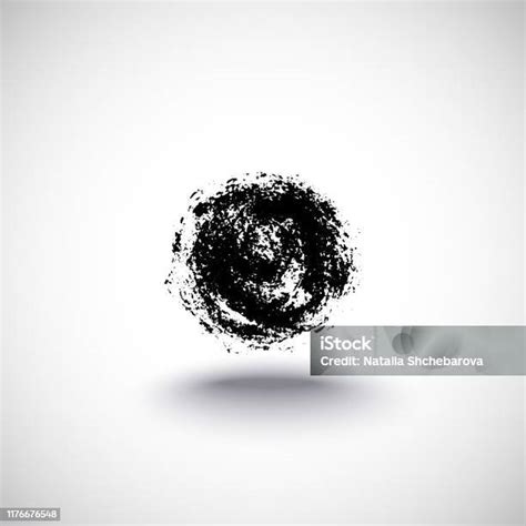 벡터 그림 손으로 그린 둥근 고립 된 얼룩 그런 지 브러쉬와 연필 질감 블랙 실루엣 추적에 의해 만들어진 흰색 배경입니다 0명에 대한 스톡 벡터 아트 및 기타 이미지
