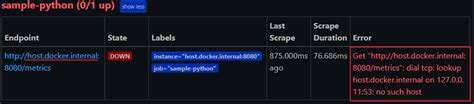 Prometheus Get Ternal8080metrics Dial Tcp Lookup Hostdocker
