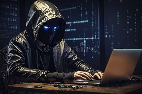 Hacking And Malware Concept Hacker Using Abstract Laptop With Binary