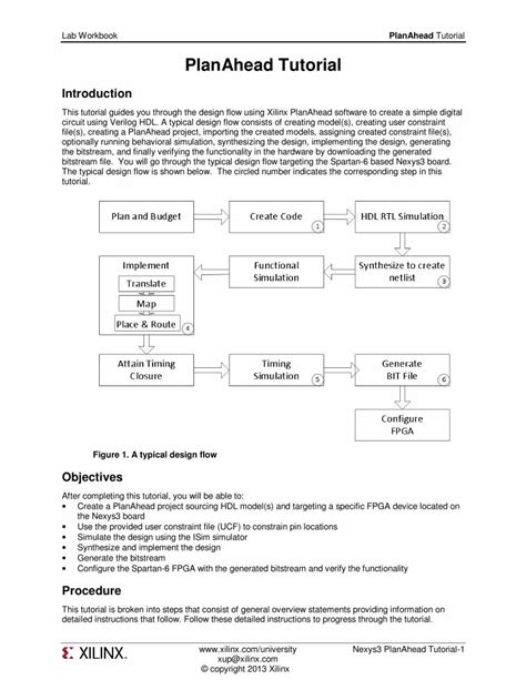 PDF PlanAhead Tutorial Xilinx Lab Workbook PlanAhead Tutorial Nexys PlanAhead Tutorial