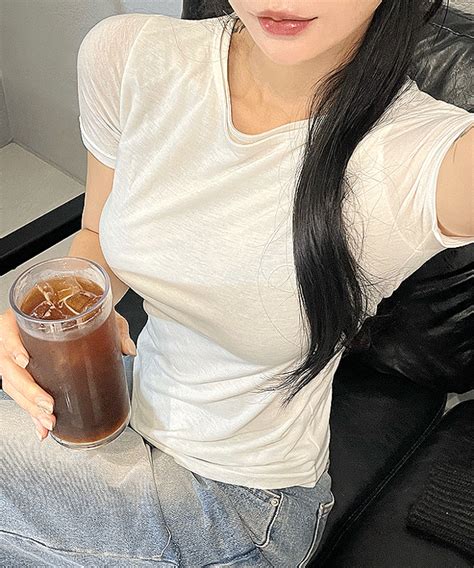 [브랜드원단] 드메르 유넥 캐시미어 울 텐셀 레이어드 반팔 티셔츠 에이블리