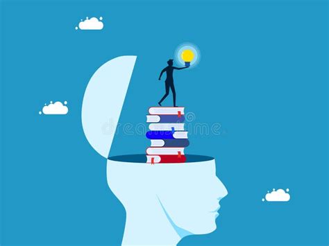 Discover Wisdom Businessman Holding Light Bulb On Stack Of Books In