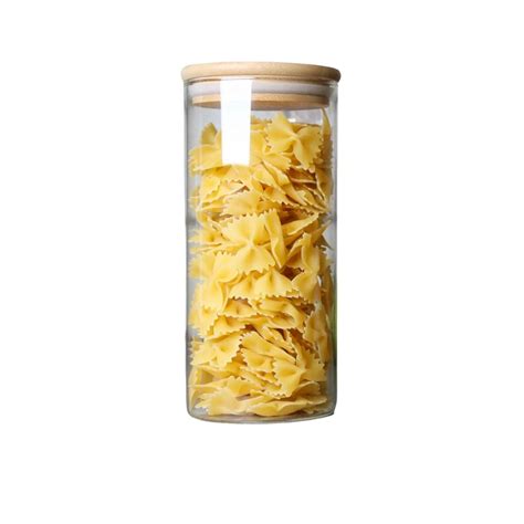 ᐉ Ємність для зберігання сипучих продуктів скляна з бамбуковою кришкою 700 мл Sku1950 • Краща