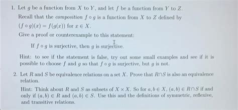solved 1 let g be a function from x to y and let f be a