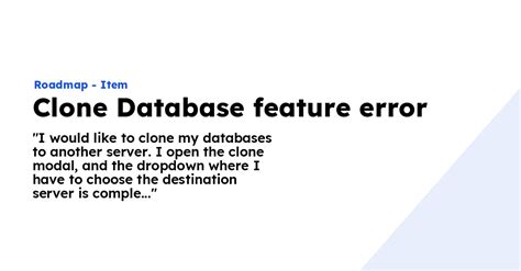 Clone Database Feature Error Ploi Roadmap