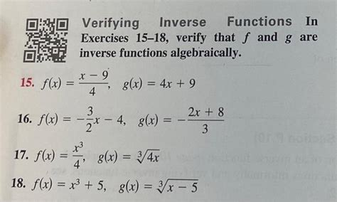 Solved Verifying Inverse Functions In Exercises Chegg