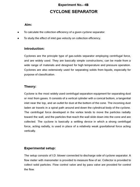 4b Cyclone Separator Pdf Applied And Interdisciplinary Physics