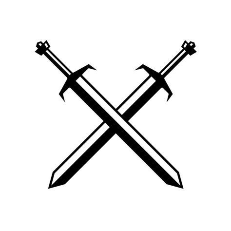 Illustration Of Crossed Swords Vector Icon Isolated On White Background