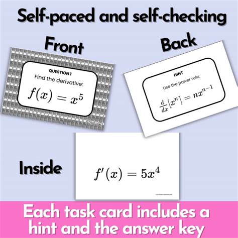 Derivative Rules Power Trig Quotient Product Chain Task Card Tent Activity