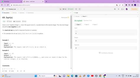 nikitha y s on linkedin day19 javadeveloper sqrt square leetcode