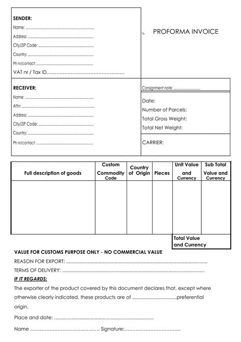 Free Printable Proforma Invoice Templates [word Excel Pdf]