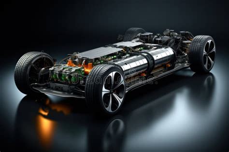 Concept Of Authentic Electric Car Platform Chassis Prototype Standing In High Tech Industrial