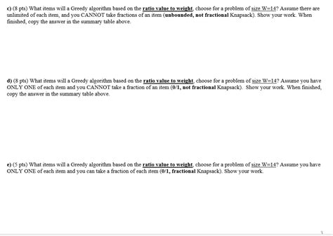 Solved C 8 Pts What Items Will A Greedy Algorithm Based