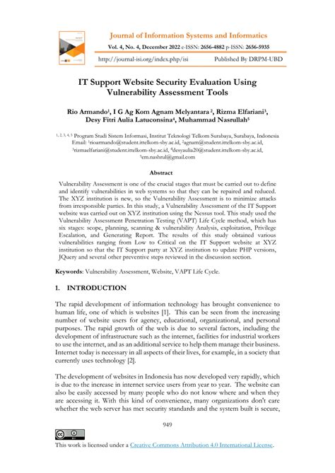 Pdf It Support Website Security Evaluation Using Vulnerability