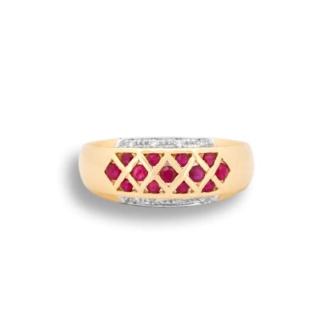 Ruby And Diamond Lattice Ring H Williams Jewellery
