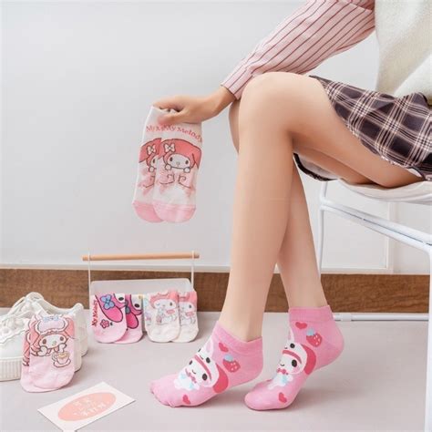 Kawaii Sanrio Socks Cute Cartoon My Melody Cinnamoroll Girls Invisible