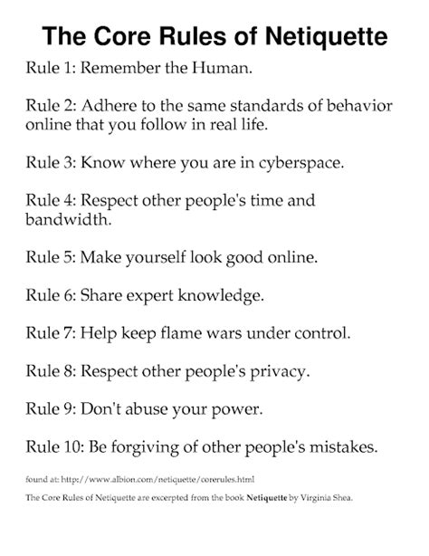 Computer Science The Core Rules Of Netiquette