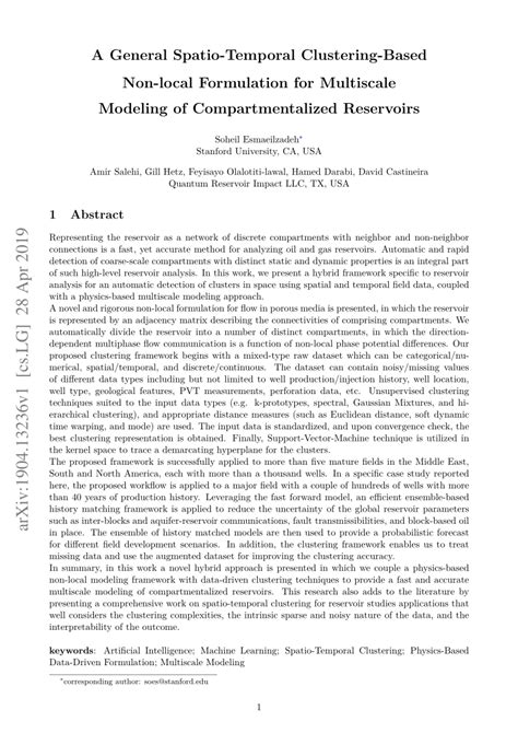 Pdf A General Spatio Temporal Clustering Based Non Local Formulation For Multiscale Modeling