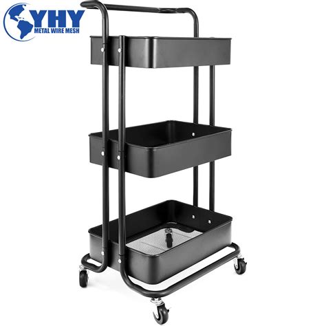 3 Tier Multi Functional Trolley Rack With Handle Storage Rack Storage Rack Trolley And Kitchen