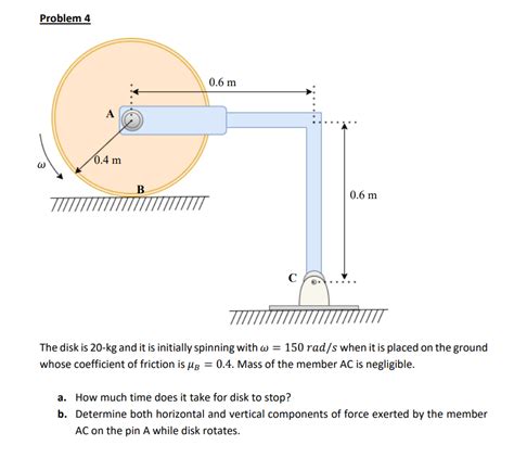Solved Problem 4 A 0 4 m 0 6 m ω B 0 6 m C The disk is 20 kg Chegg com