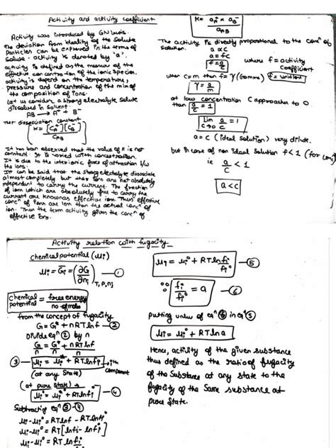 Activity And Activity Coefficient Its Determination Pdf