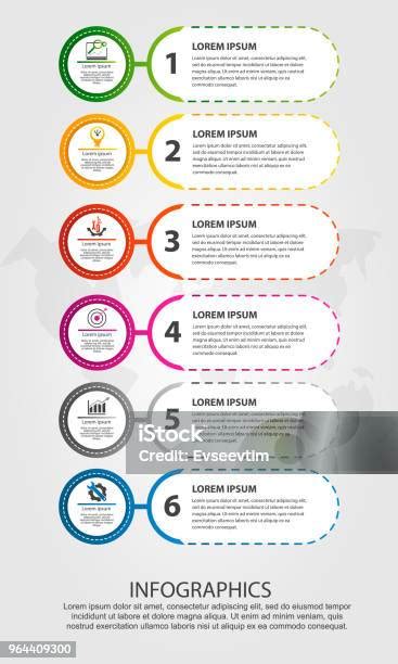 현대 벡터 일러스트입니다 Sixelements 원 텍스트와 Infographic 템플릿입니다 단계적으로 6 단계 다이어그램 웹 디자인 프레 젠 테이 션 비즈니스를 위한 기어
