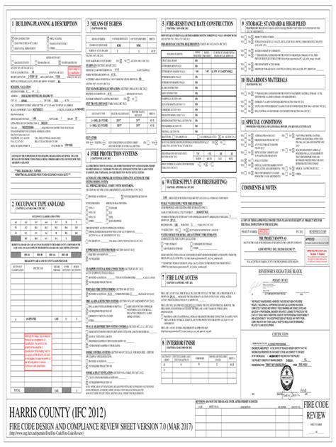 Fillable Online Fire Code Design And Compliance Review Sheet Version 7 0 Mar Loopnet Fax
